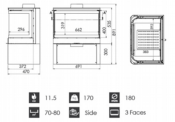 קניון הרהיטים חלבי מותקאל בע''מ | קמין עץ KFD STO M-14-3F | קמין עץ
